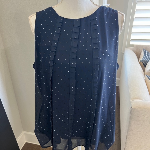 LOFT | Tops | Euc Womens Loft Shell Navywhite Dot Xl | Poshmark